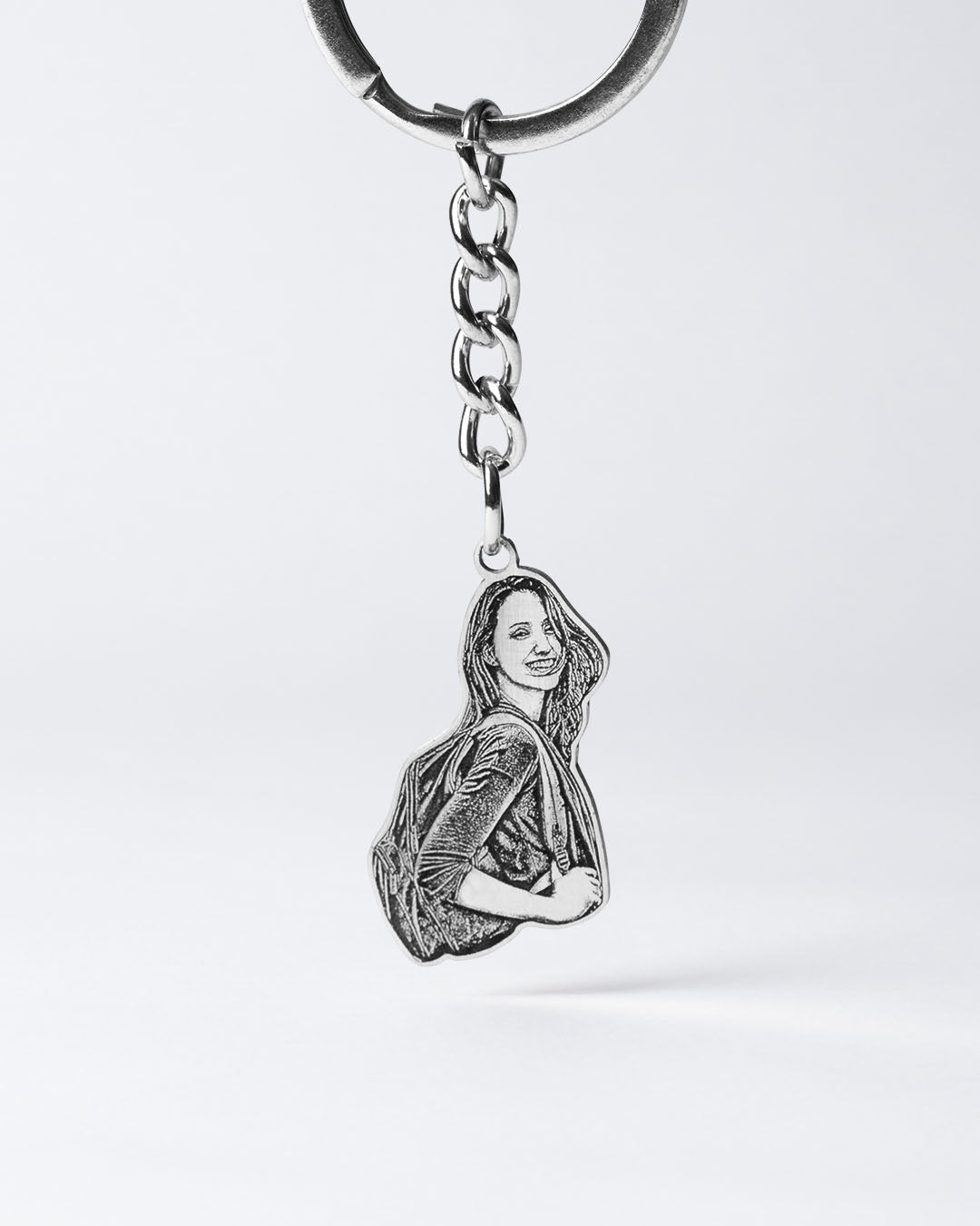 Silvercut® Life-Like Person Keychain With Custom Engraved Photo